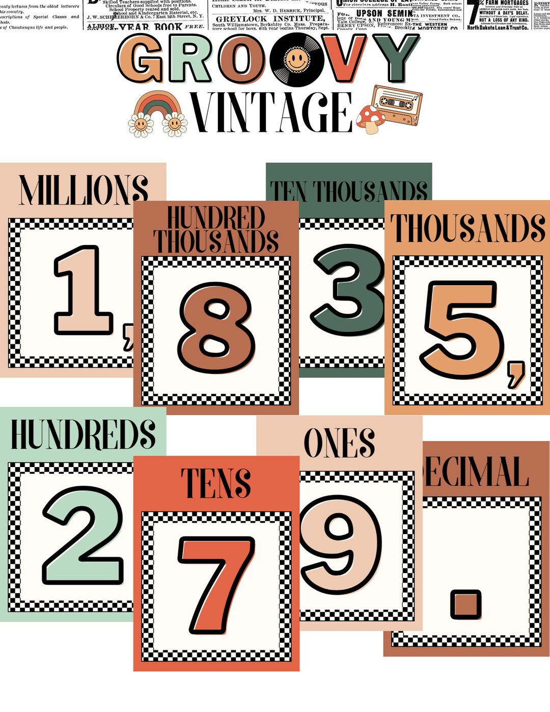 Groovy Vintage Place Value Posters - Etsy