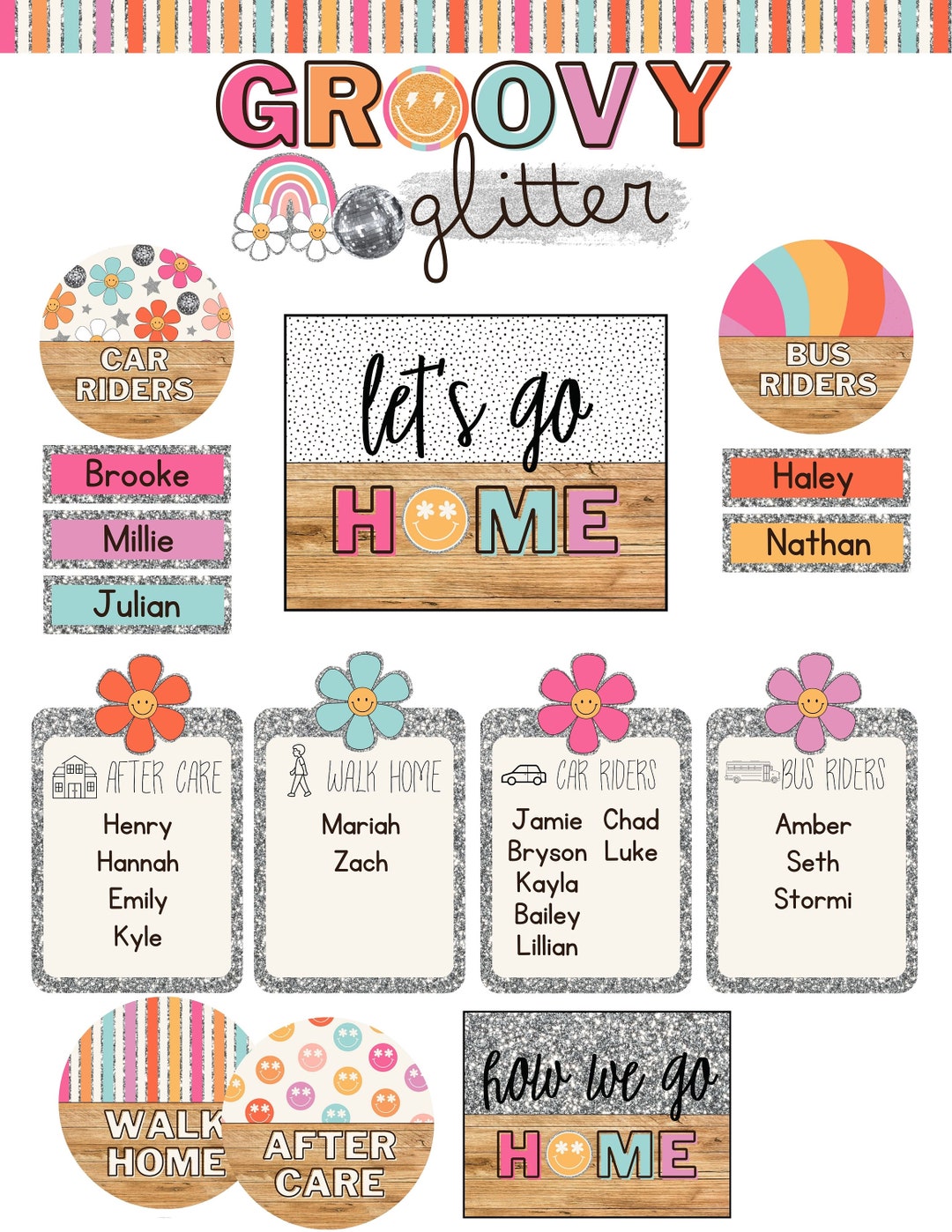 Groovy Glitter Dismissal Chart - Etsy