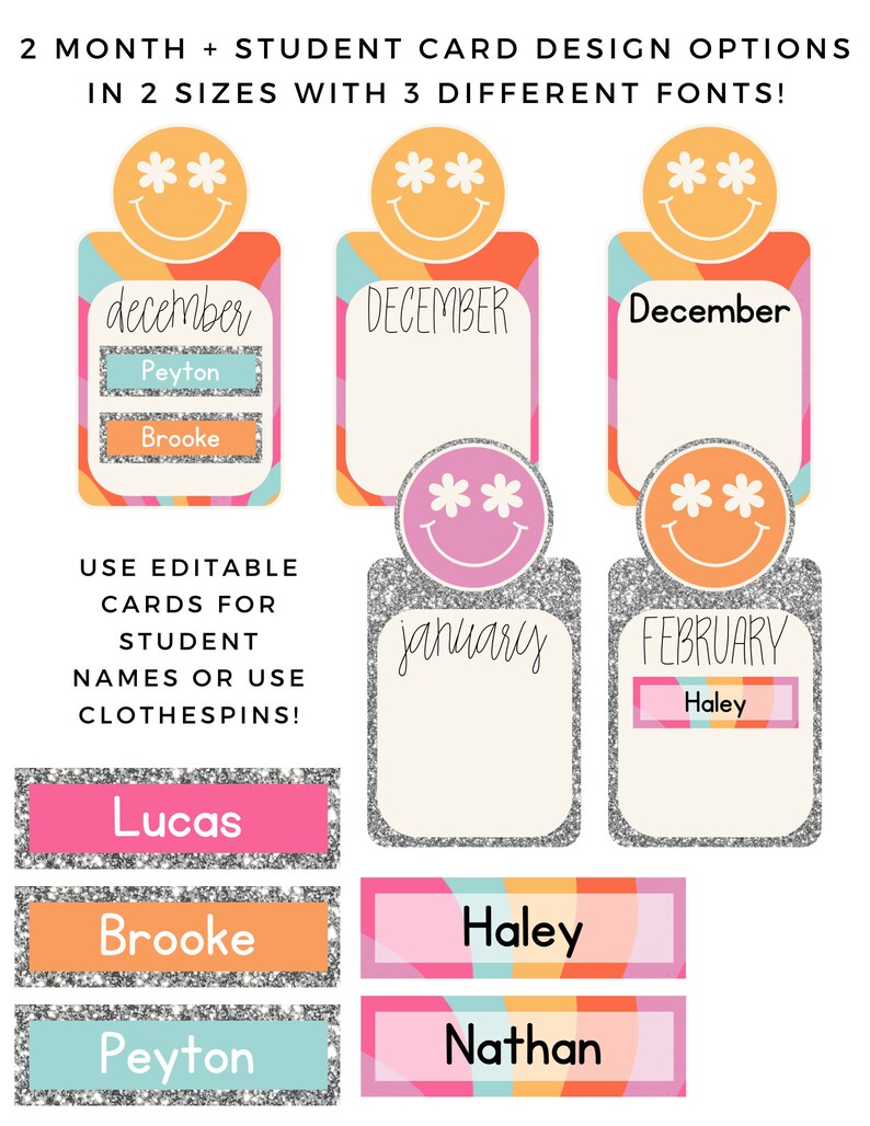 Groovy Glitter Class Birthday Display editable - Etsy