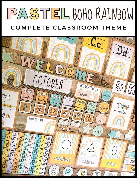 Pastel Boho Rainbow Complete Classroom Collection - Etsy