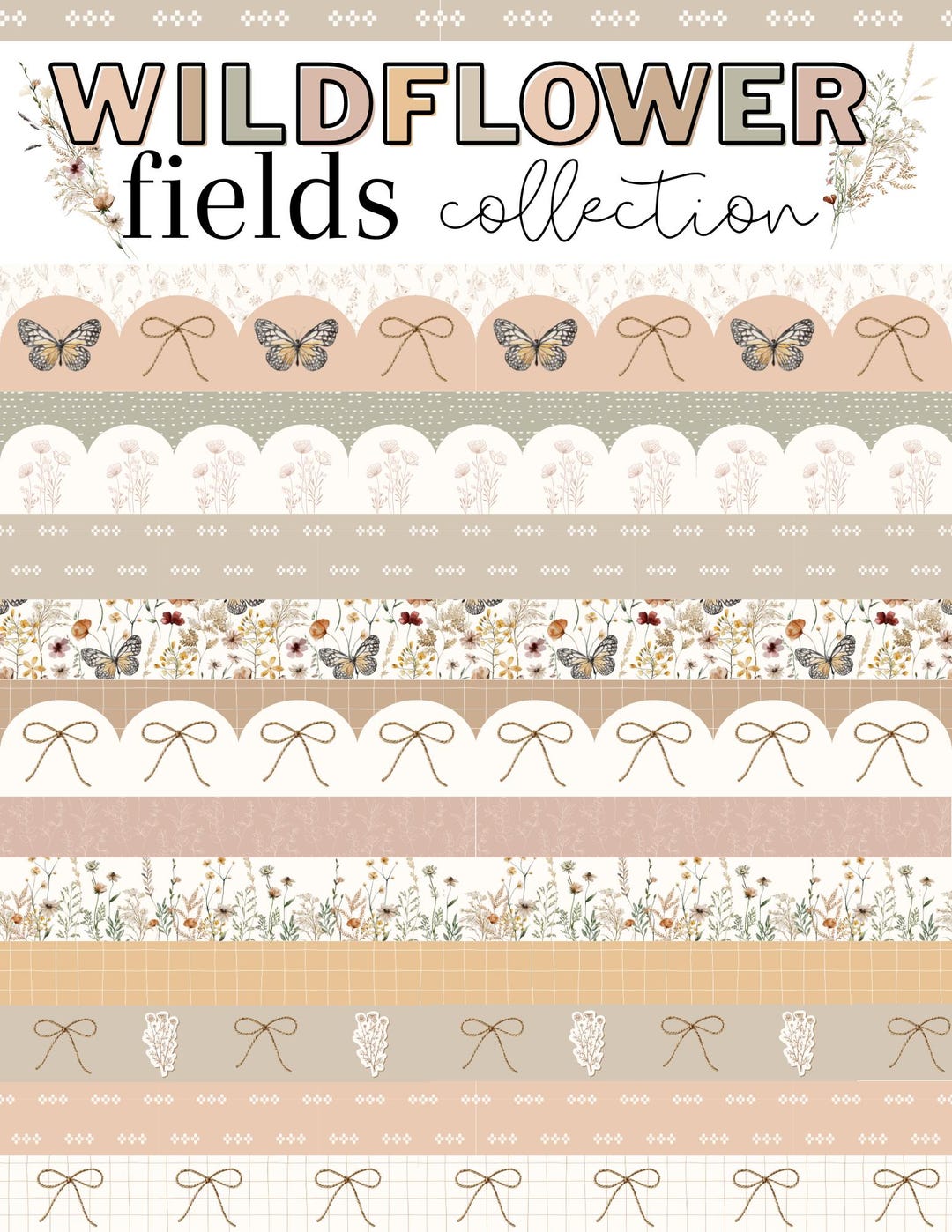 Wildflower Fields Bulletin Board Borders Pack - Etsy