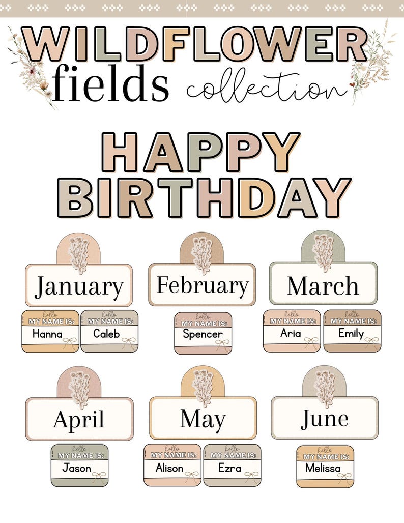 Wildflower Fields Class Birthday Display - Etsy