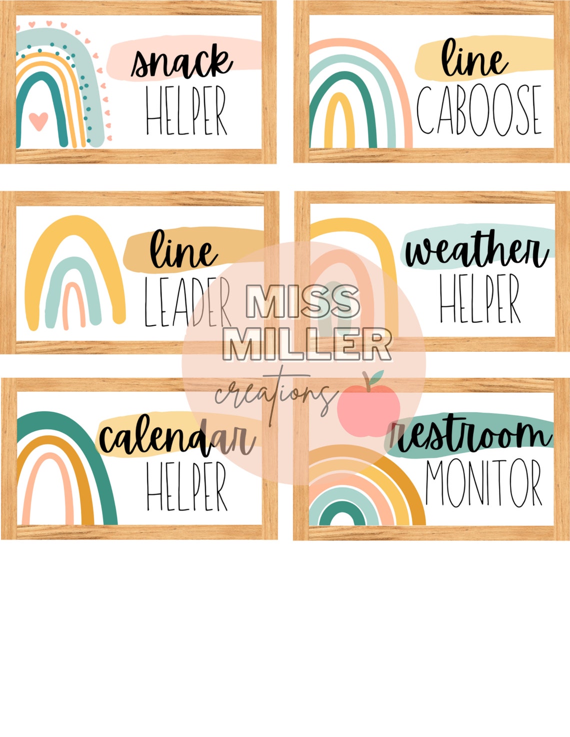 Modern Boho Rainbow Classroom Jobs Display editable | Etsy Australia