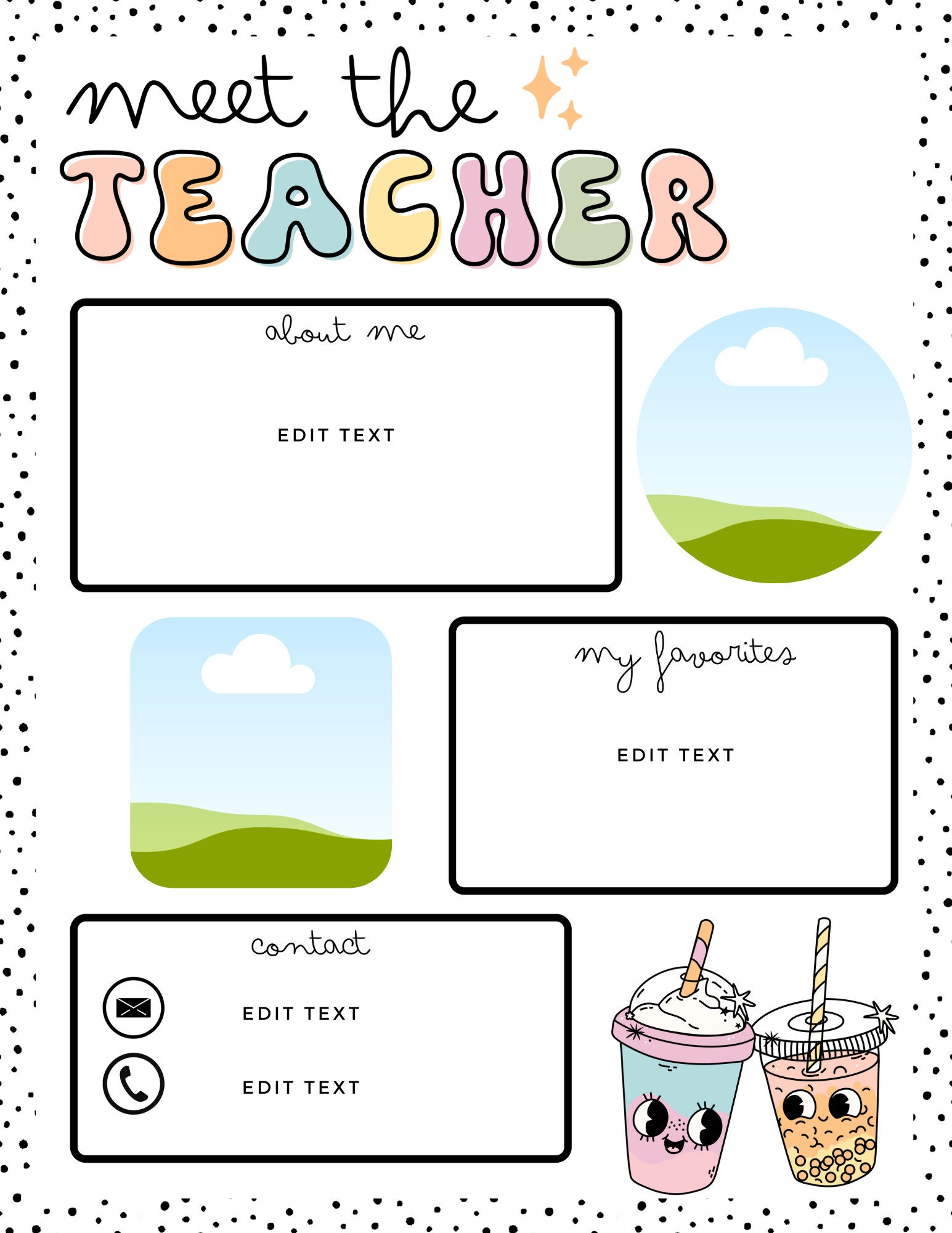 Groovy Pastel Meet the Teacher Template - Etsy