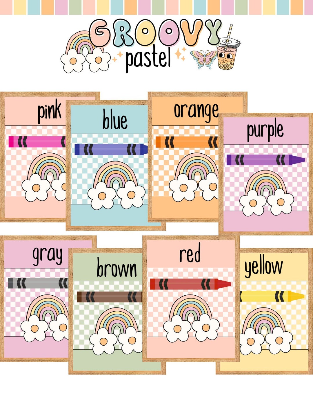 Groovy Pastel Classroom Color Posters - Etsy