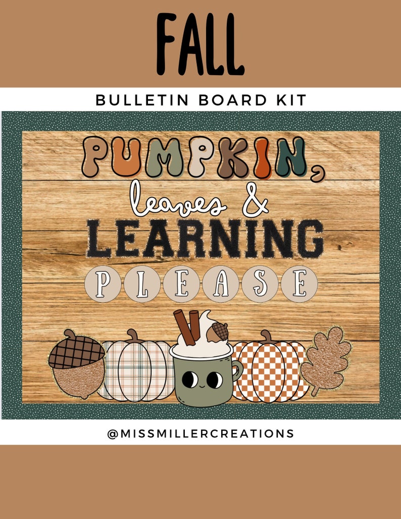 Pumpkins, Leaves, & Learning Please [groovy Fall] Bulletin Board Kit - Etsy