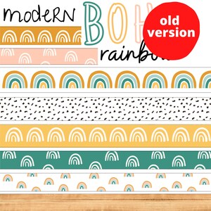 Modern Boho Rainbow Bulletin Board Borders Pack - Etsy