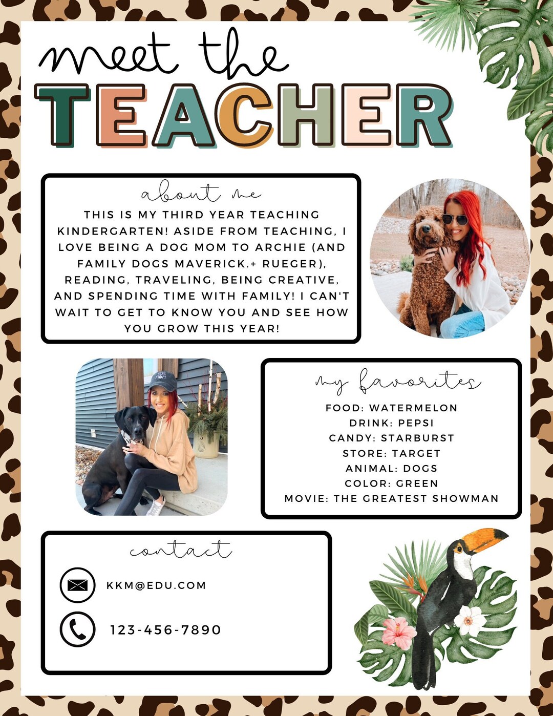 Boho Tropics Meet the Teacher Template - Etsy