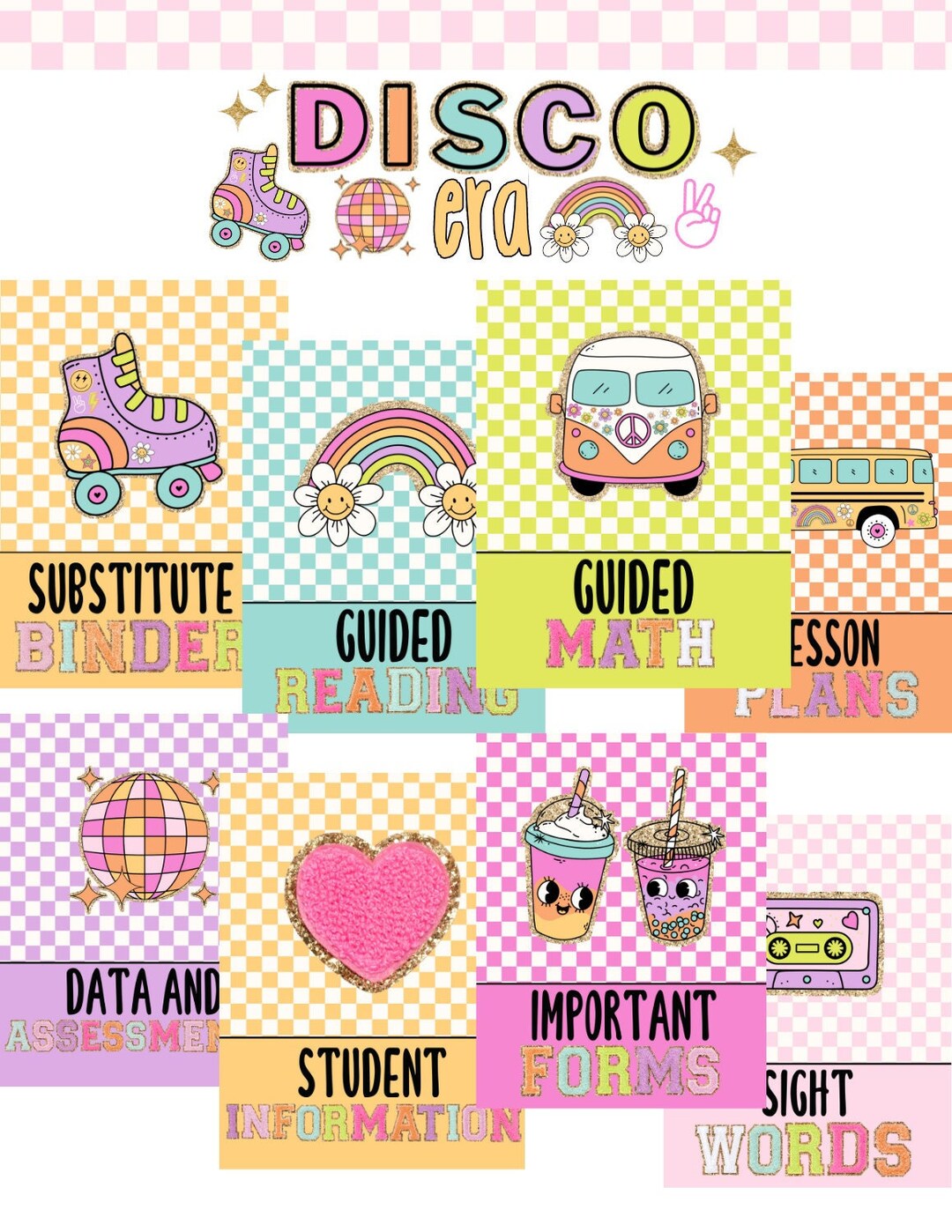 Disco Era Binder Covers [editable] - Etsy