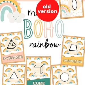 Modern Boho Rainbow Classroom Shape Posters - Etsy