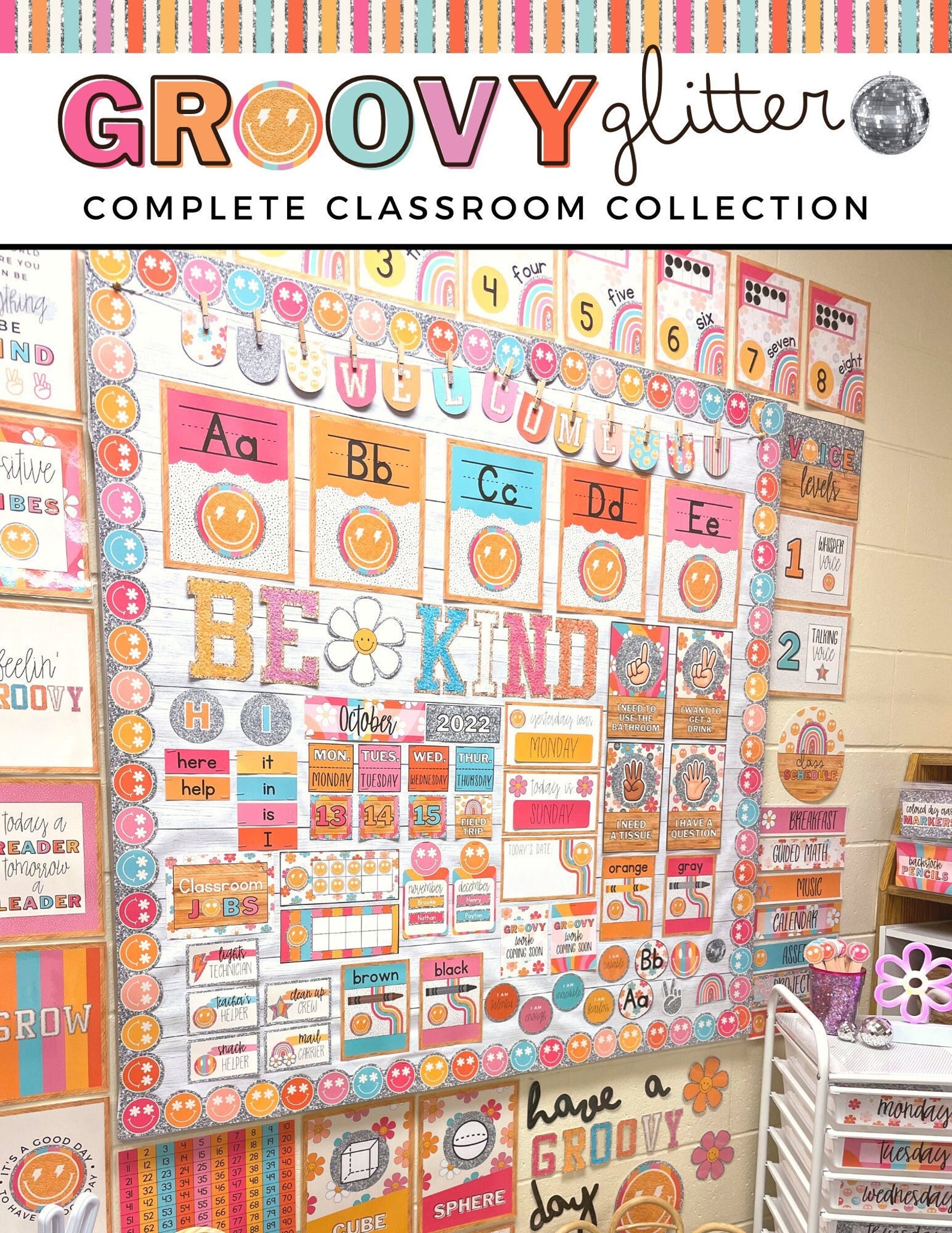 Groovy Glitter Complete Classroom Collection - Etsy