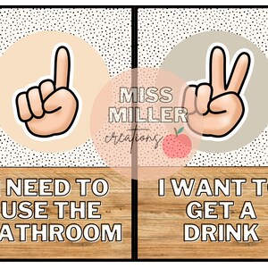 Neutral Boho Rainbow Hand Signals Classroom Posters [editable] - Etsy