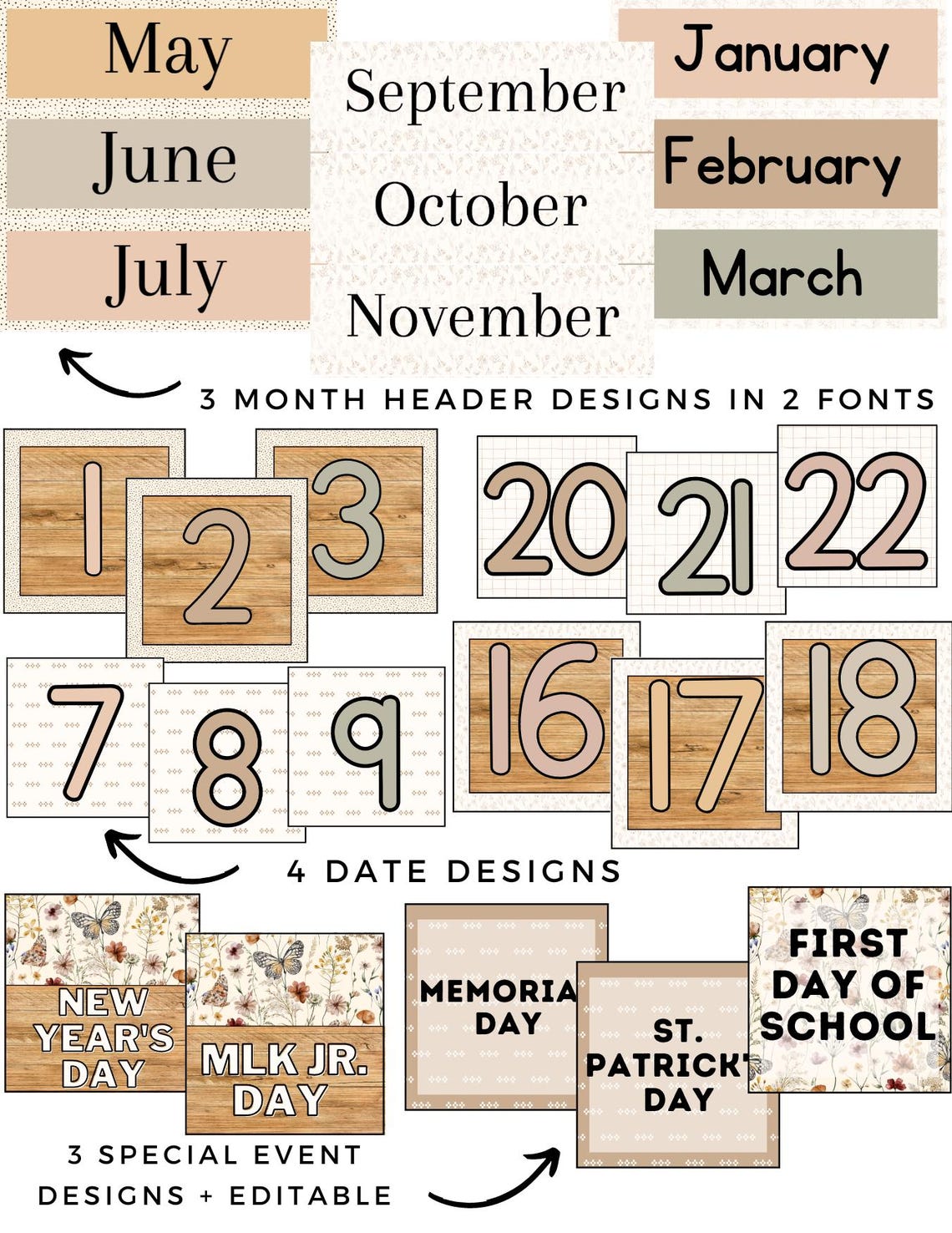 Wildflower Fields Classroom Calendar - Etsy