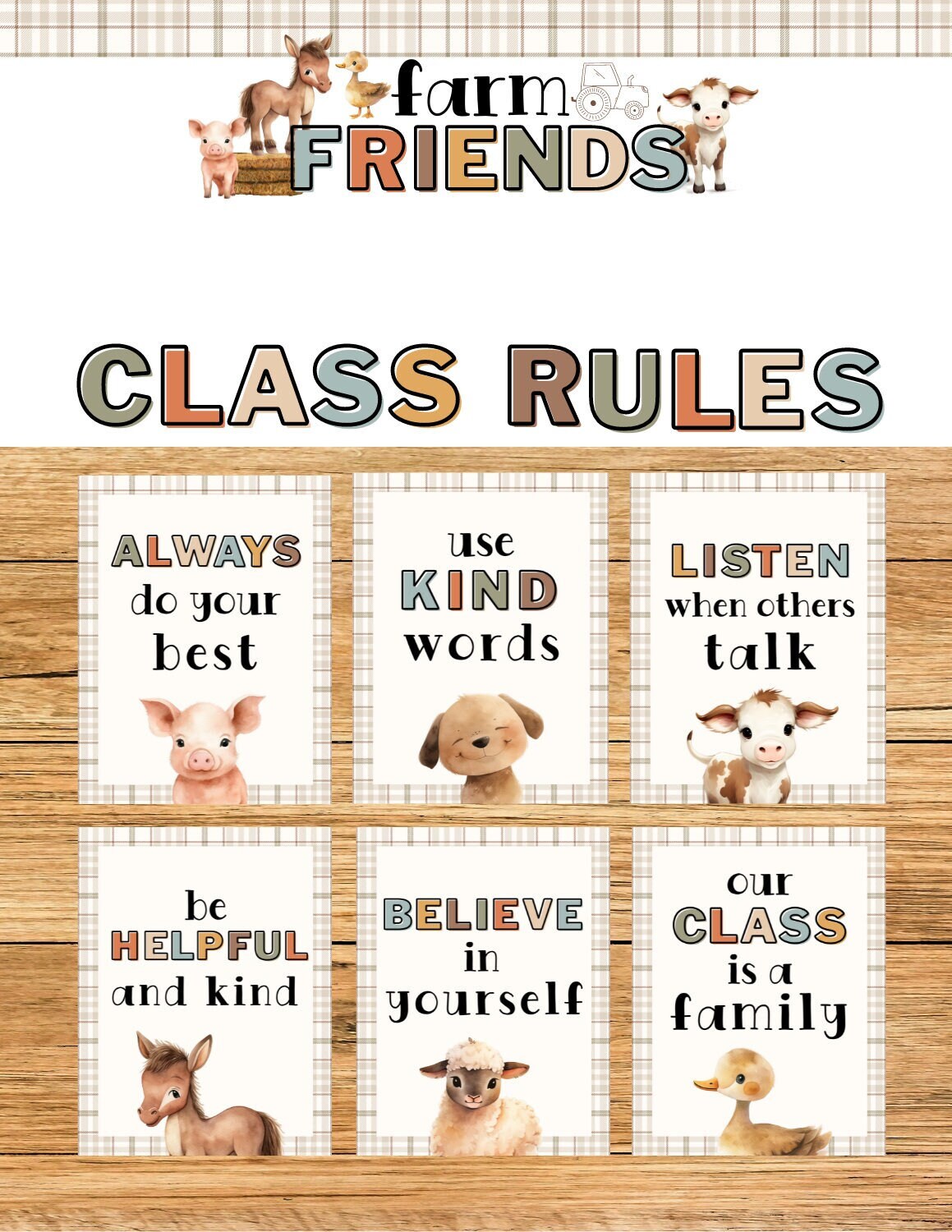 Farm Friends Class Rules Posters - Etsy