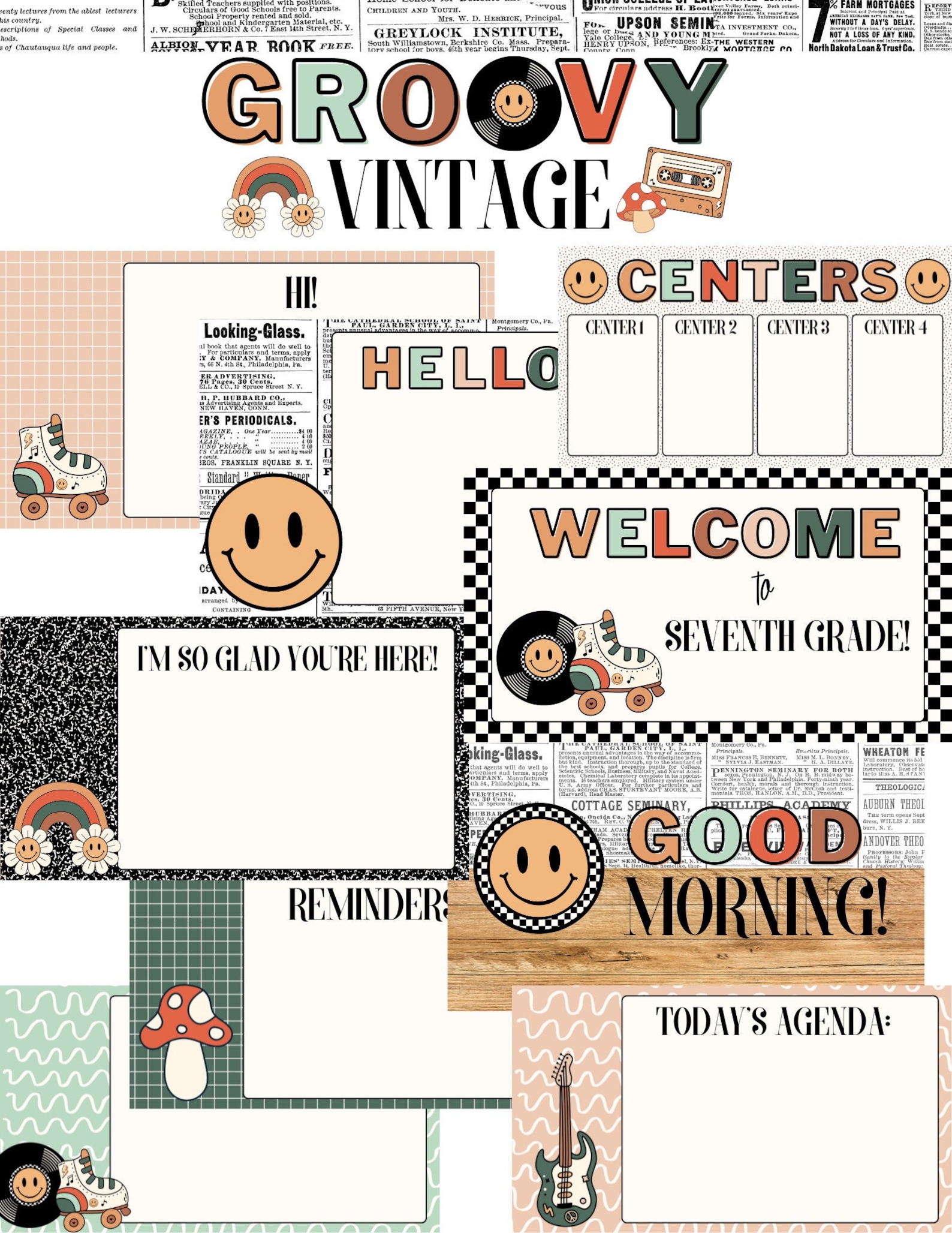 Groovy Vintage Google Slides Templates - Etsy