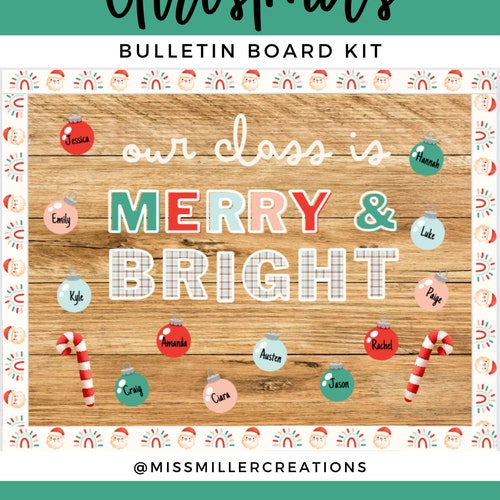 Merry and Bright Christmas Classroom Bulletin Board Bulletin - Etsy
