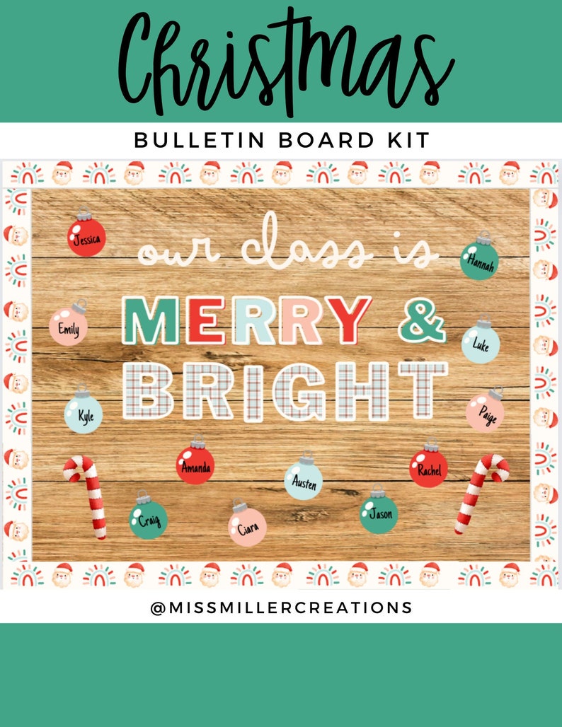 Merry and Bright Bulletin Board Kit christmas holiday - Etsy