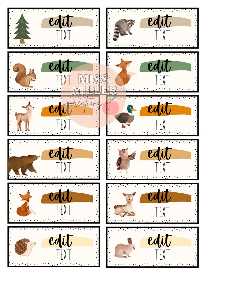 Woodland Teacher Toolbox Labels editable - Etsy