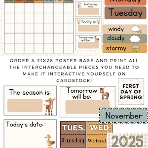 Farm Friends Classroom Calendar - Etsy
