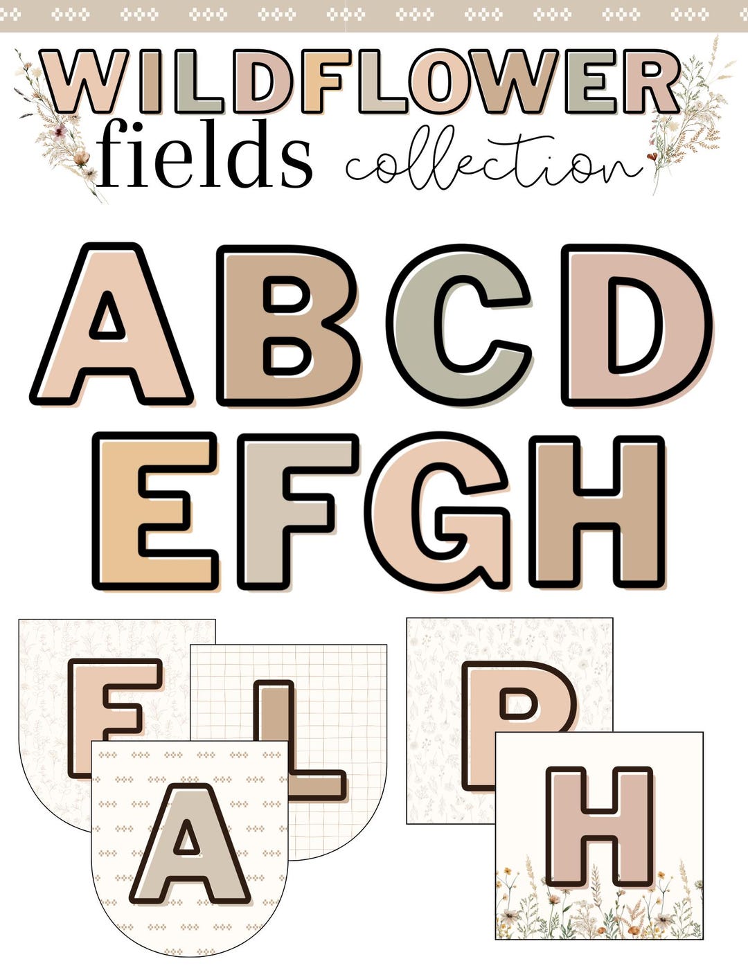 Wildflower Fields Bulletin Board Lettering - Etsy
