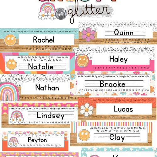 Groovy Glitter Classroom Door Display editable Features - Etsy