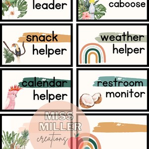 Boho Tropics Class Jobs Display [editable] - Etsy