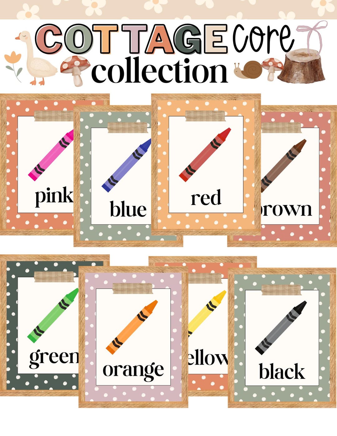Cottagecore Classroom Color Posters - Etsy