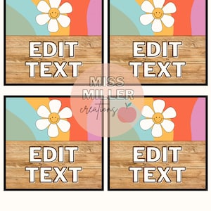 Retro Rainbow Classroom Labels [editable] - Etsy