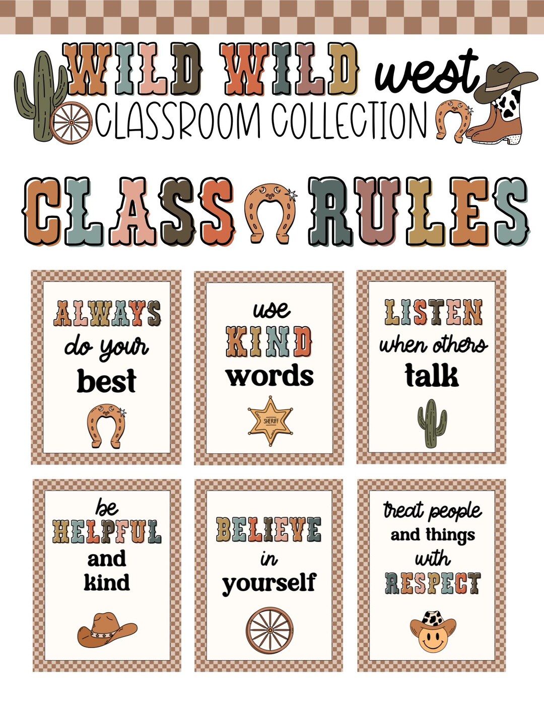 Wild Wild West Class Rules Posters - Etsy