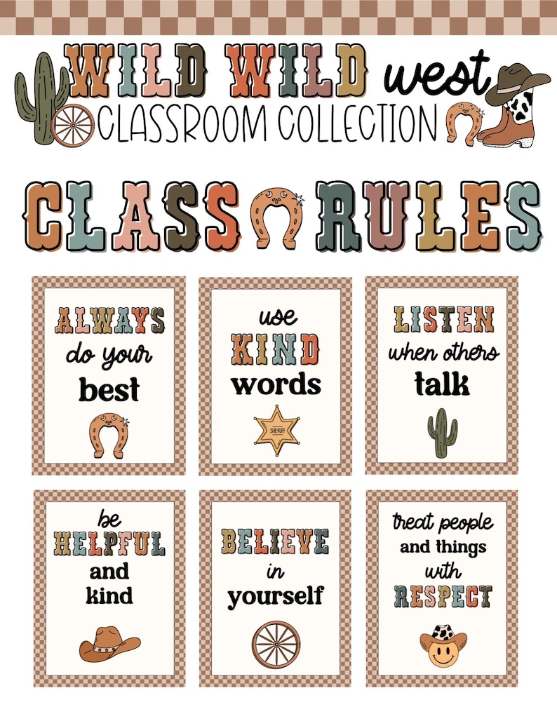 Wild Wild West Class Rules Posters - Etsy