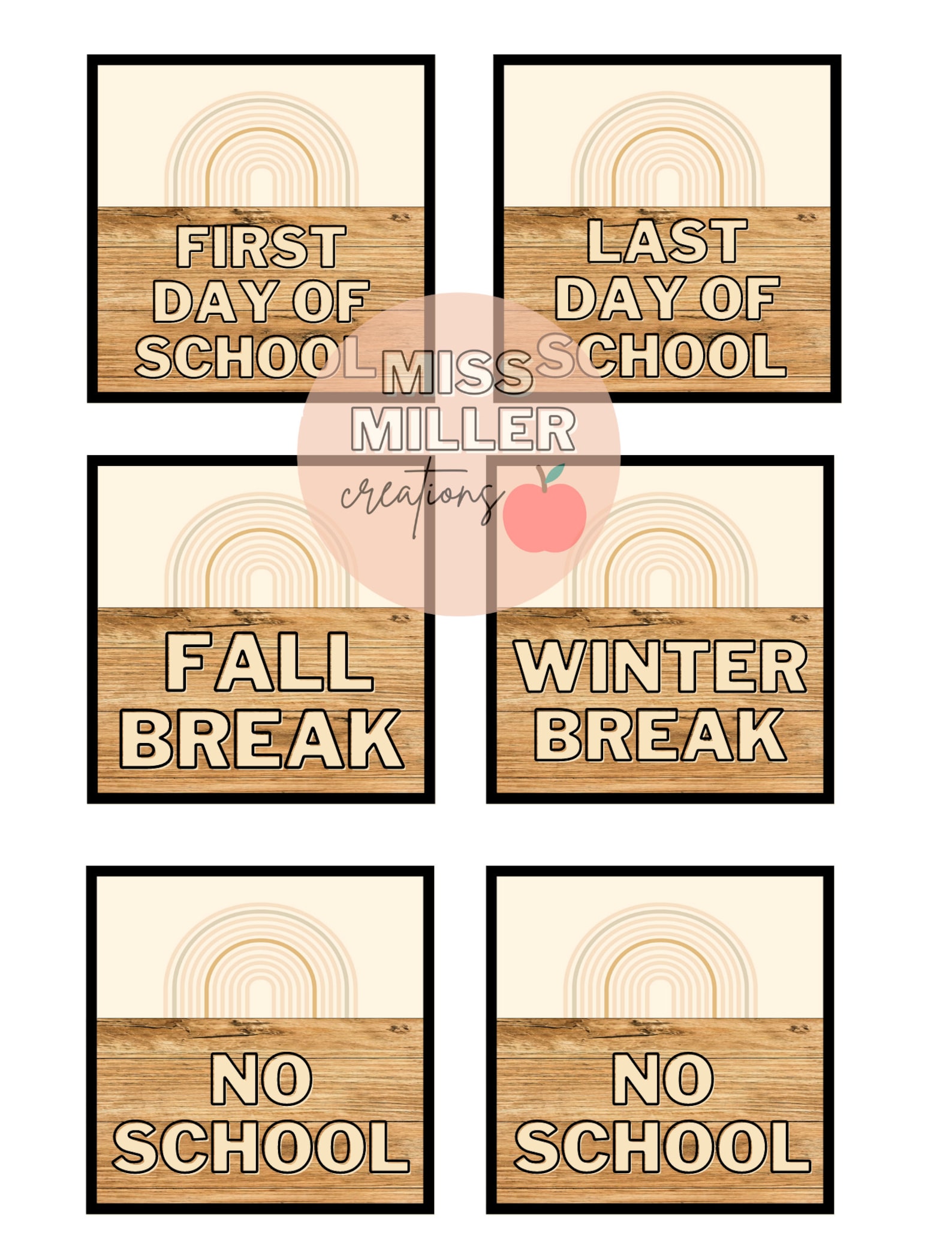 Neutral Boho Rainbow Classroom Calendar editable | Etsy