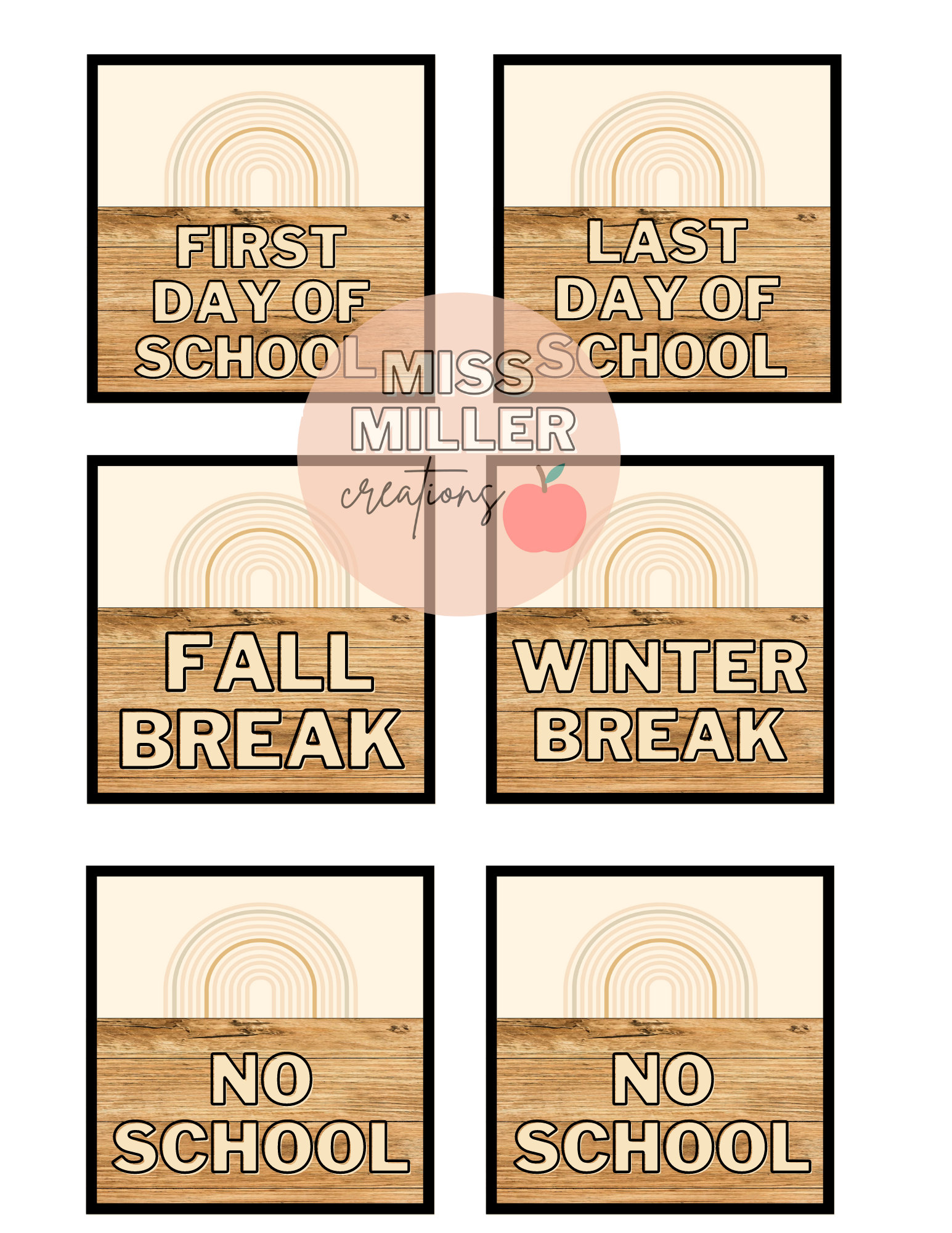 Neutral Boho Rainbow Classroom Calendar editable | Etsy