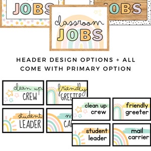 Pastel Boho Rainbow Class Jobs Display [editable] - Etsy