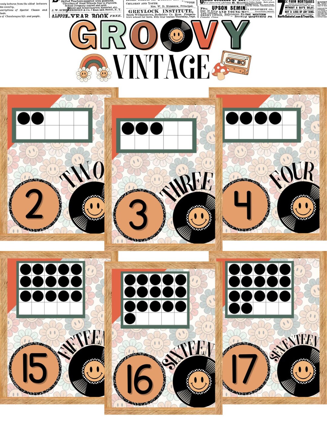 Groovy Vintage Classroom Number Posters - Etsy