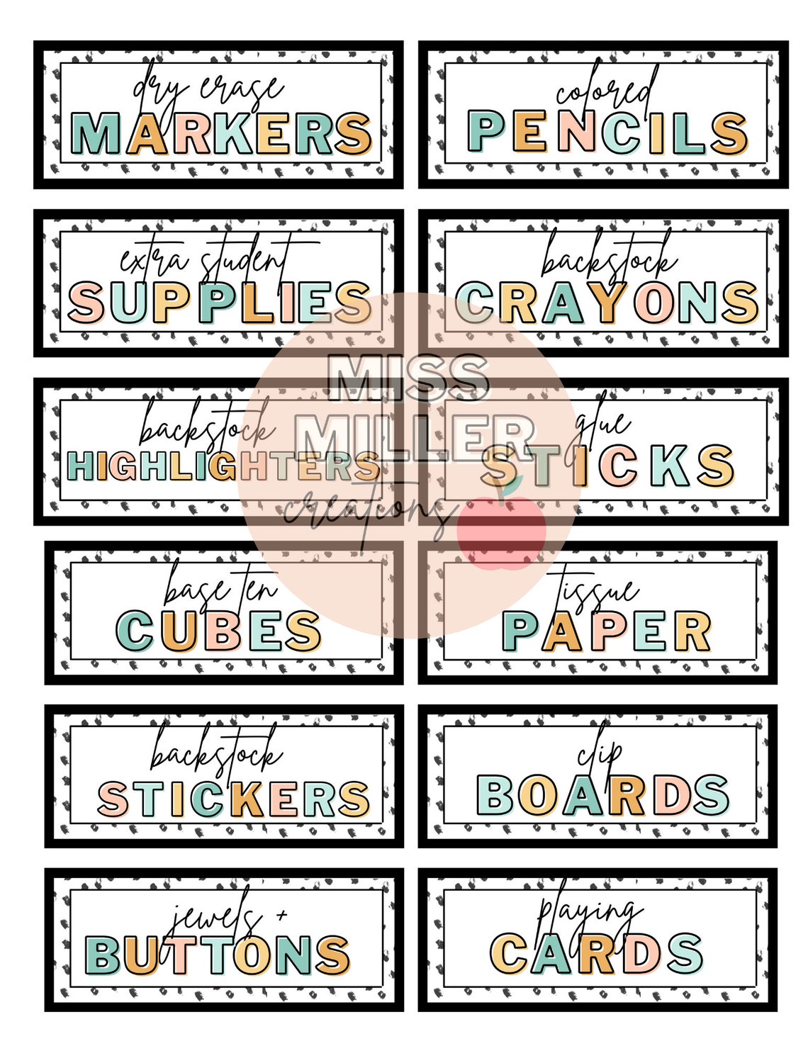 Modern Boho Rainbow Classroom Supplies Labels editable - Etsy