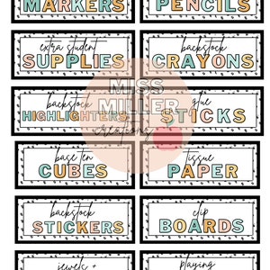 Modern Boho Rainbow Classroom Supplies Labels [editable] - Etsy