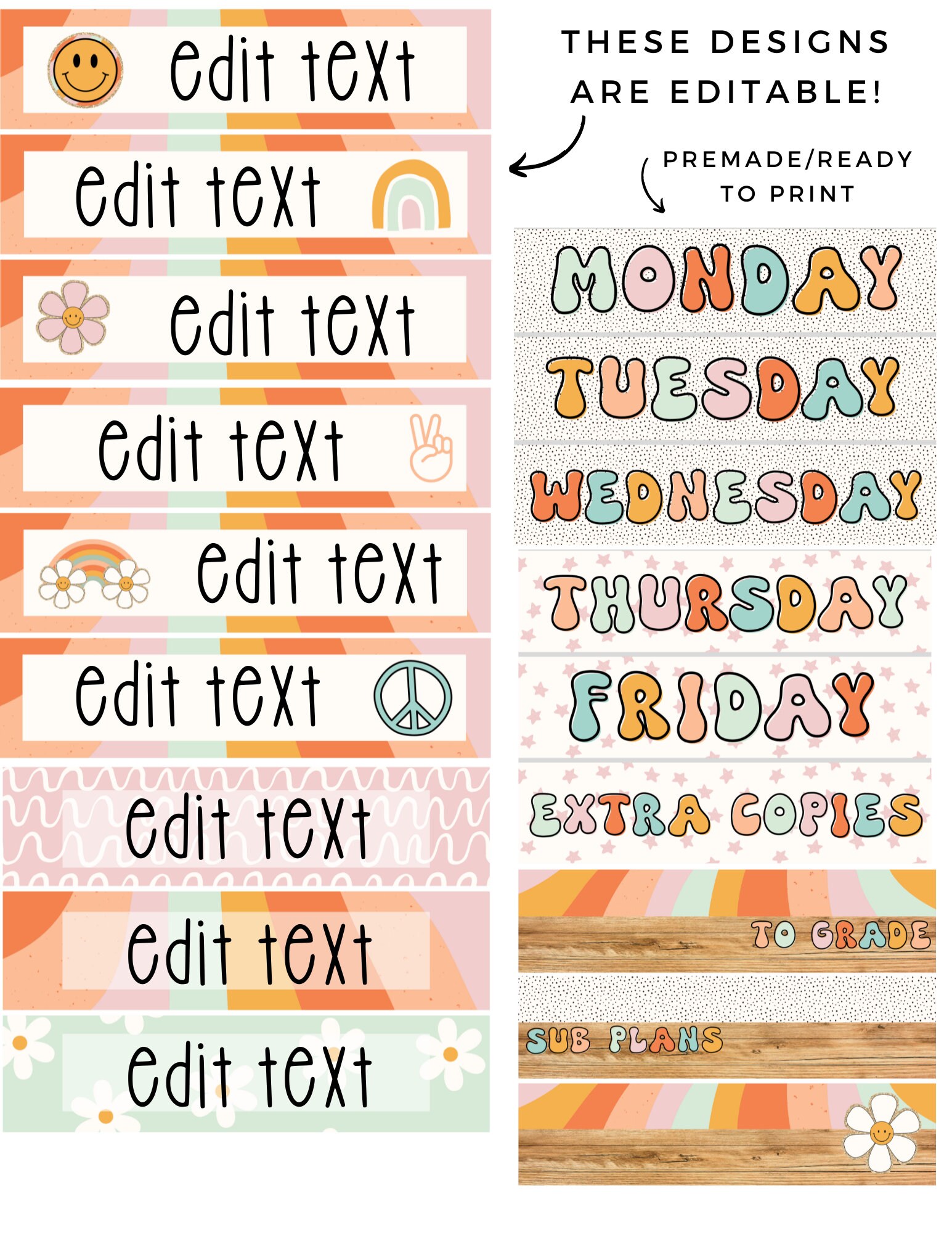 Groovy Boho Volume II 10-drawer Cart Labels - Etsy