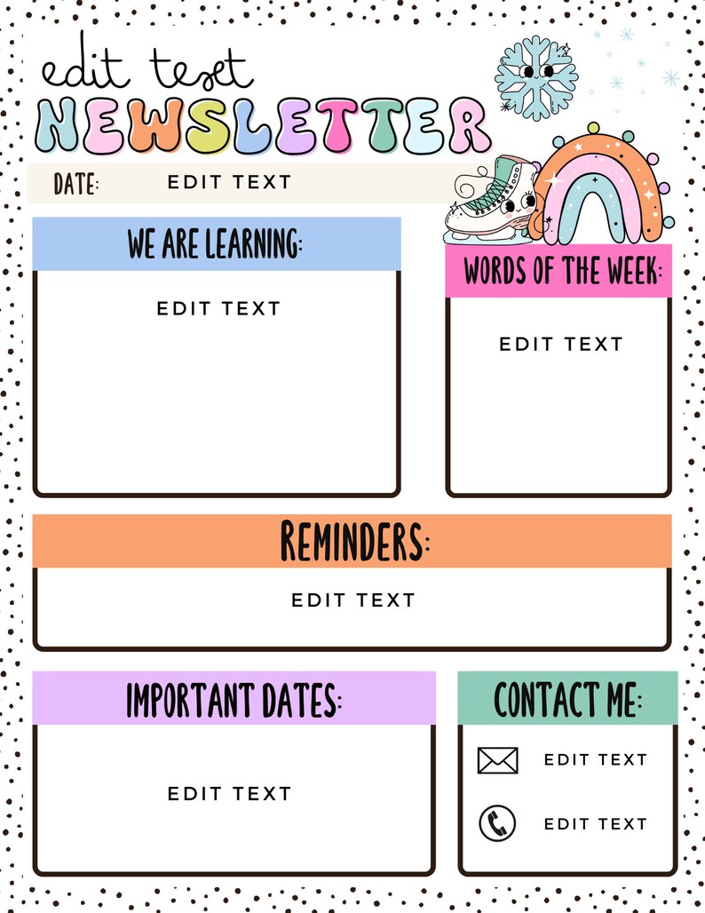 Groovy Winter Newsletter [editable] - Etsy