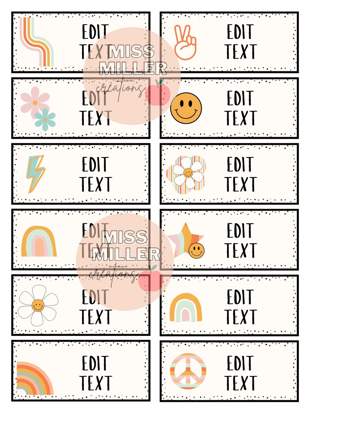 Groovy Boho Teacher Toolbox Labels editable - Etsy