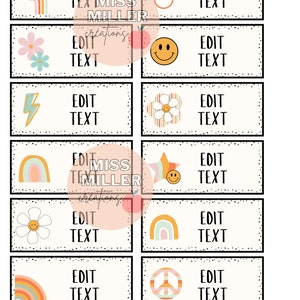 Groovy Boho Teacher Toolbox Labels [editable] - Etsy