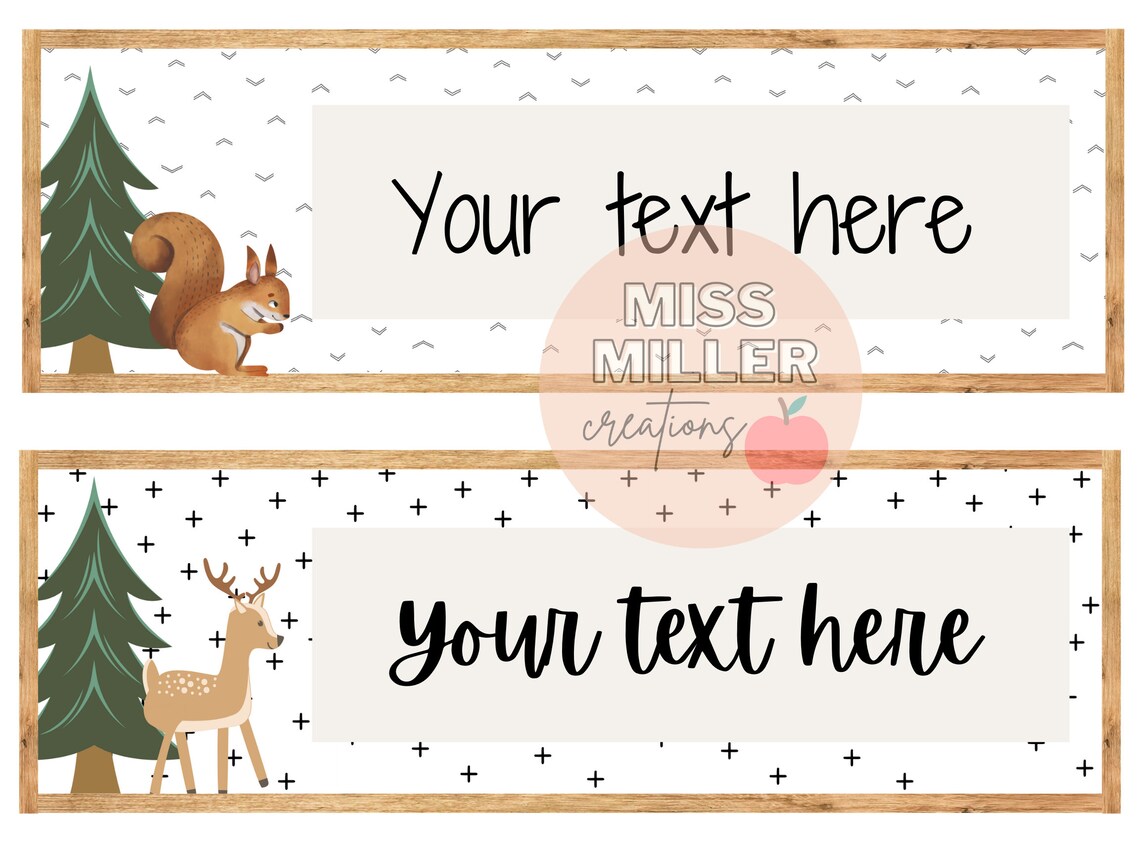Woodland Desk Plates/Name Tags editable | Etsy