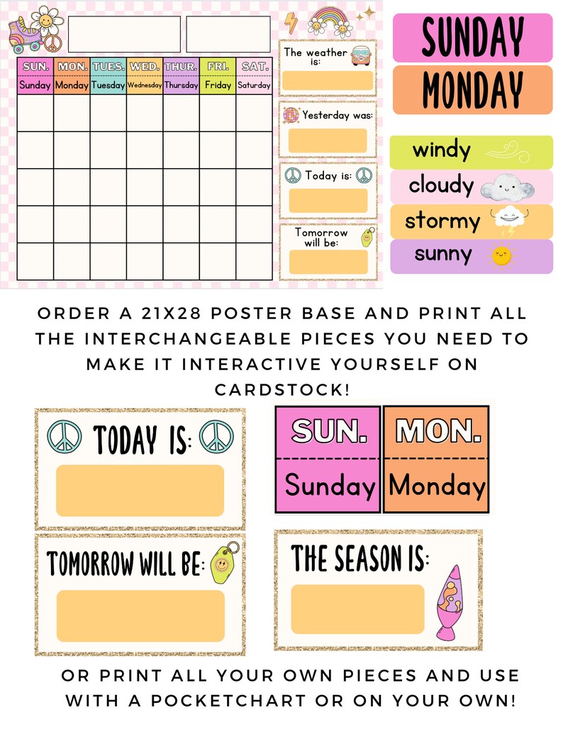 Disco Era Classroom Calendar - Etsy