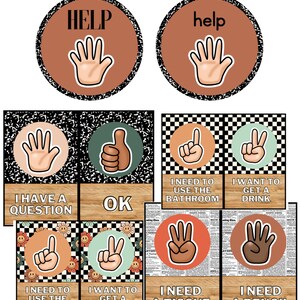 Groovy Vintage Hand Signals Classroom Posters [editable] - Etsy