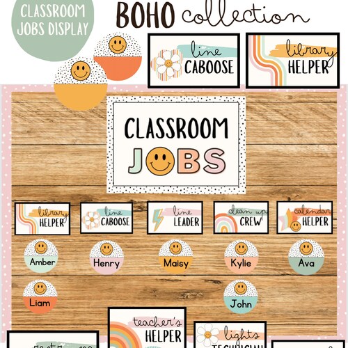 Groovy Boho Classroom Door Display editable Features - Etsy