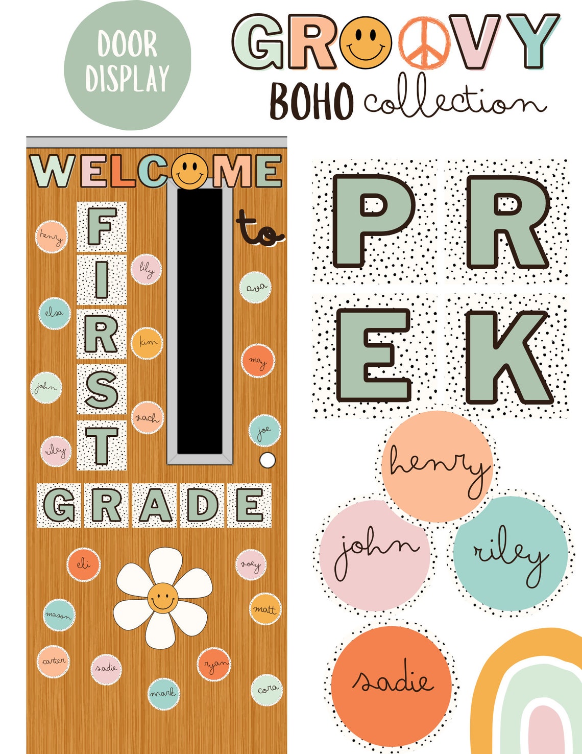 Groovy Boho Classroom Door Display - Etsy
