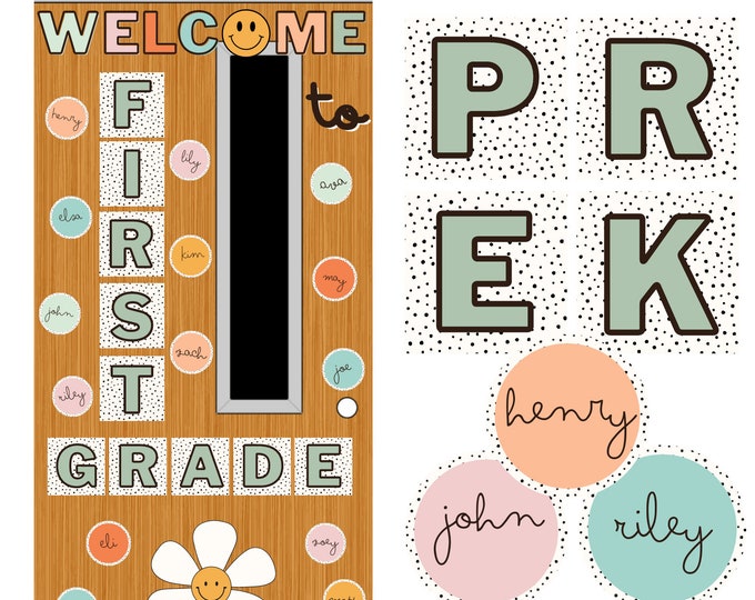 Groovy Boho Classroom Door Display editable Features - Etsy