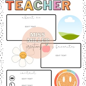 Retro Rainbow Meet the Teacher Template - Etsy