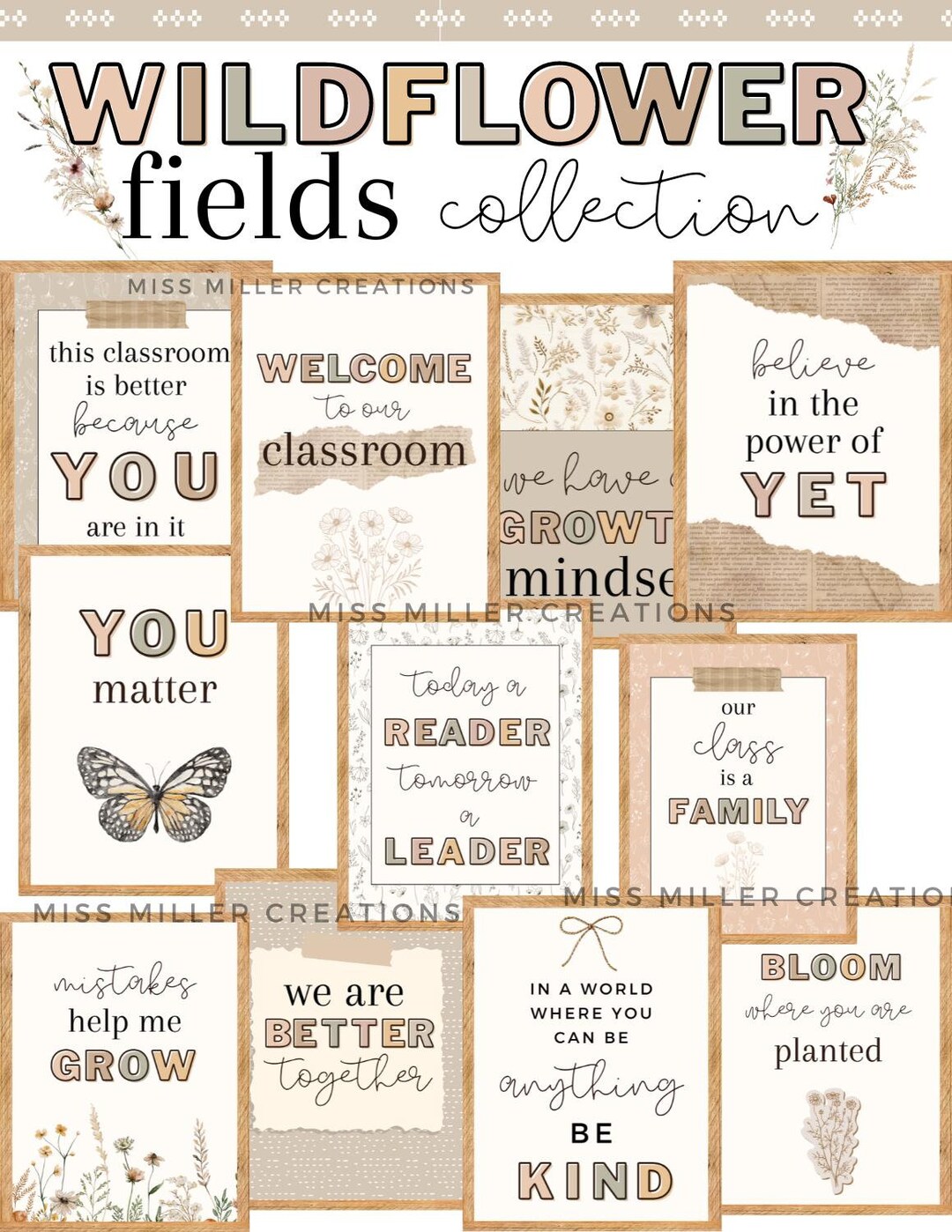 Wildflower Fields Classroom Quote Posters - Etsy