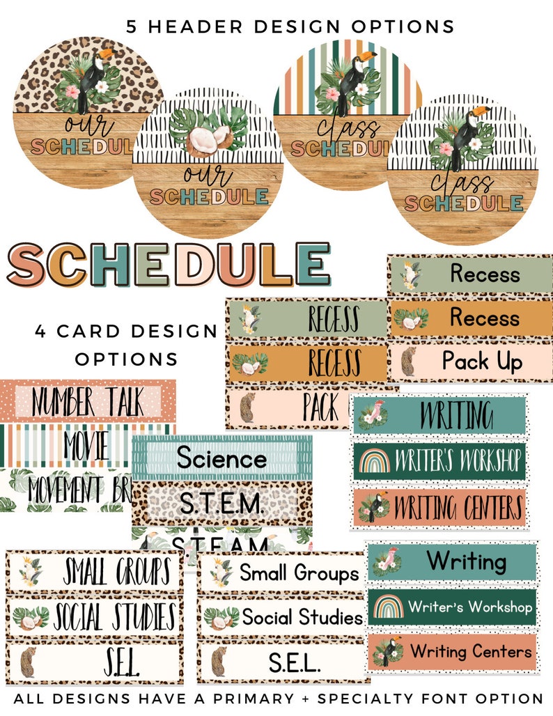 Boho TROPICS Classroom Schedule [editable] - Etsy