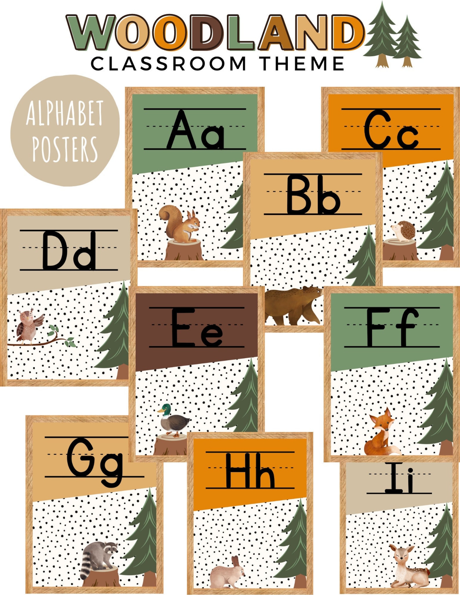 Woodland Classroom Alphabet Posters - Etsy